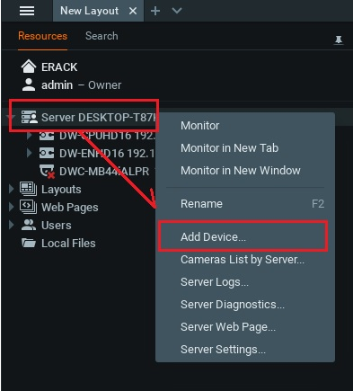 DW Spectrum - Adding Devices Manually – Digital Watchdog Knowledge Base