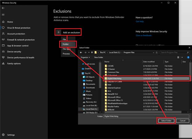 DW Spectrum - Configuring Antivirus Exclusions – Digital Watchdog ...