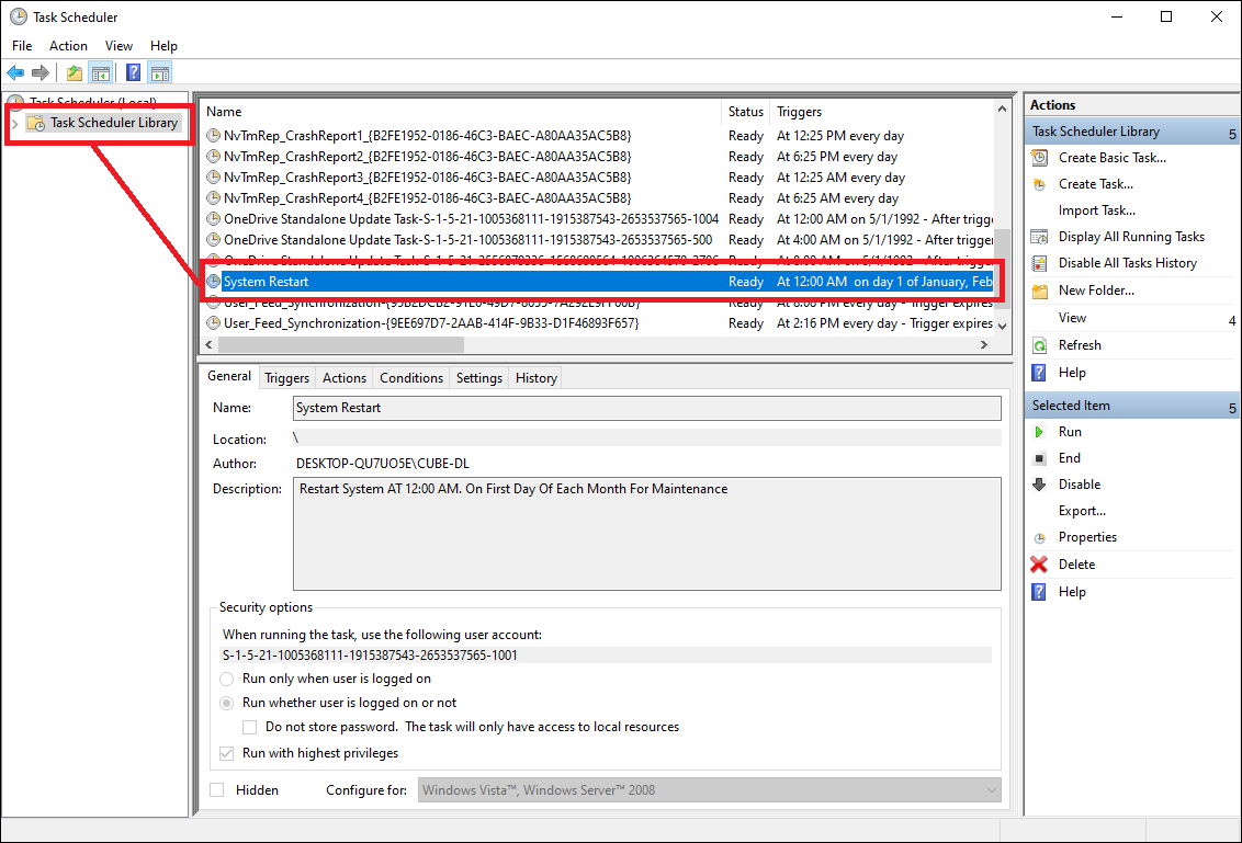 Task Scheduler Reboot Function (WinOS) – Digital Watchdog