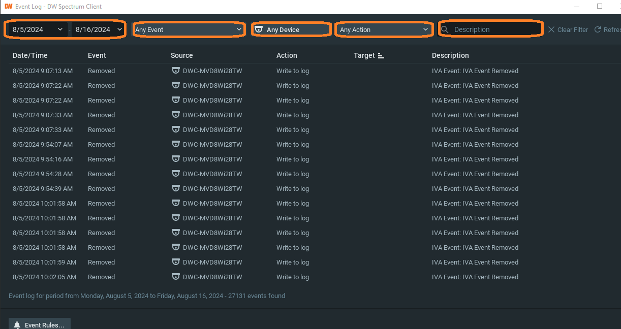 DW Spectrum - Viewing Event Log – Digital Watchdog